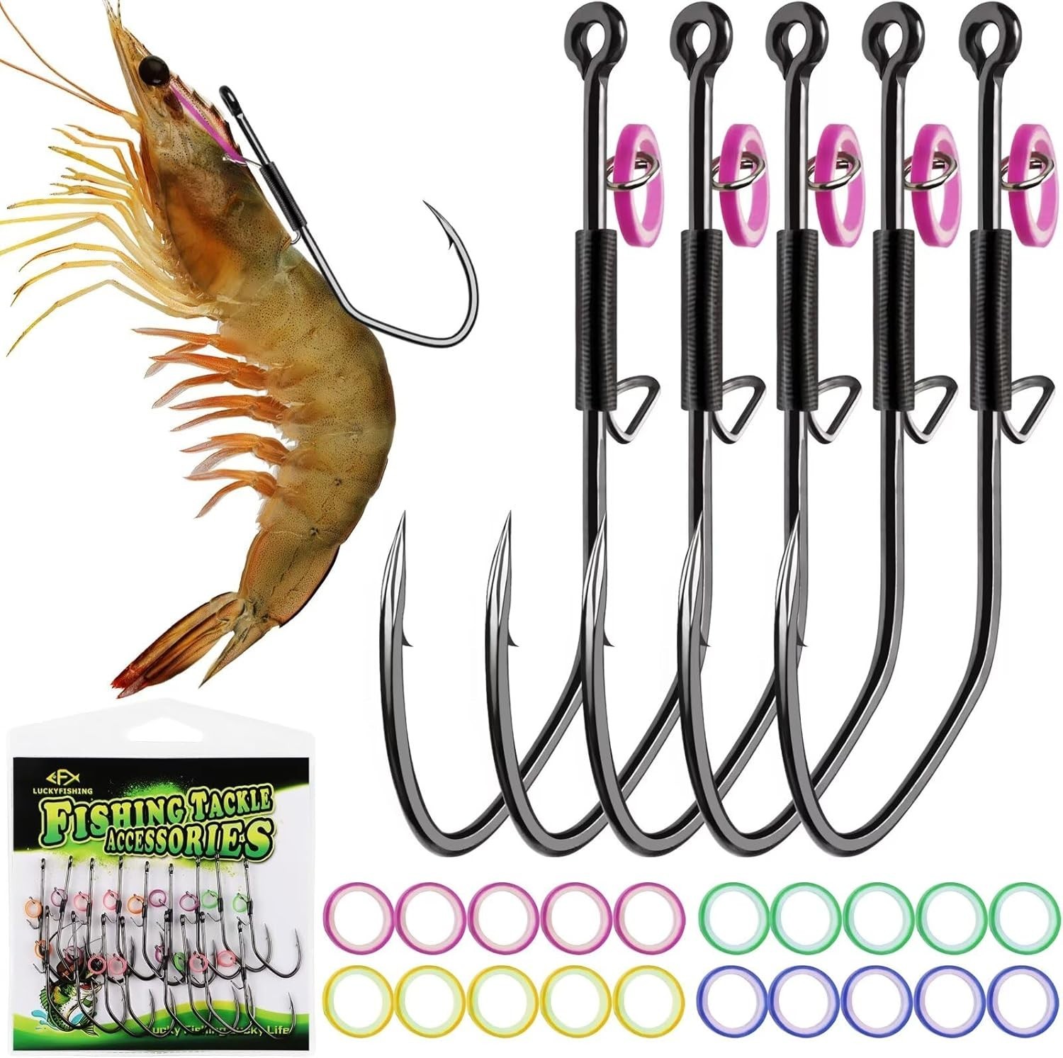 20PCS Live Shrimp Hooks 2/0 V Bend Fishing Bait Hook for Bass Trout ...