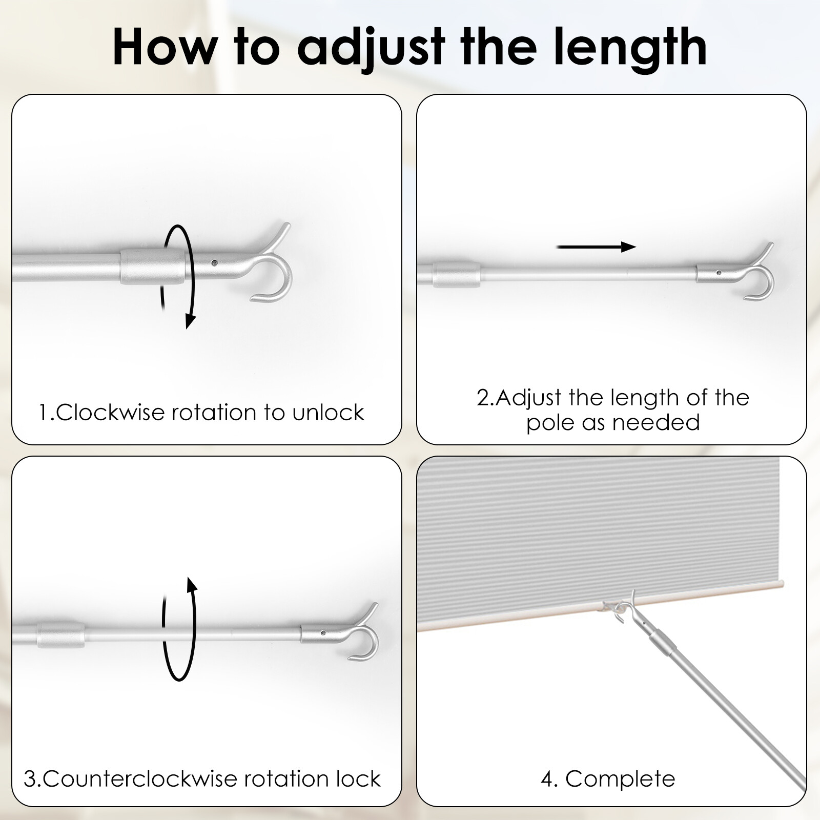 2Pcs Telescopic Draw Rod 33-61cm Length Adjustable Window Blinds Pull ...