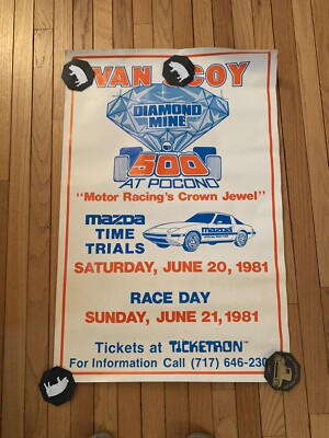 Van Scoy Diamond Mine 500 Poster At Pocono 1981 Indy AJ Foyt Damaged | eBay