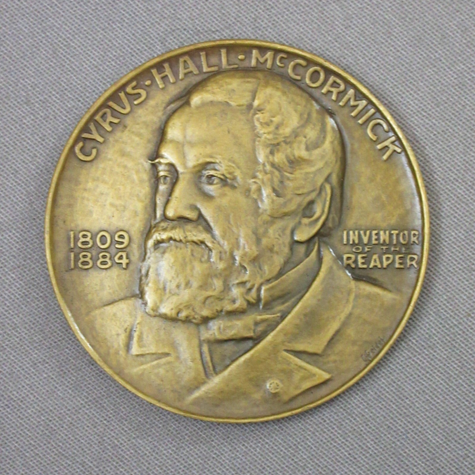 1809-1884 BRONZE MEDAL Cyrus Hall McCormick, Inventor of the Reaper - 2 ...