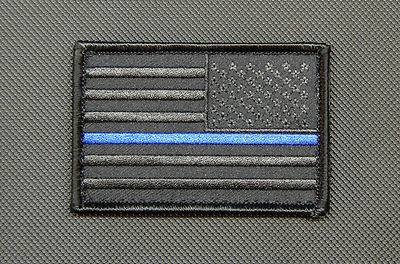 Blackout Thin Blue Line Reverse United States Flag Patch Police SWAT ...