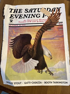 215 Saturday Evening Post Mag Cover Only October 1933 Eagle Jack 2498