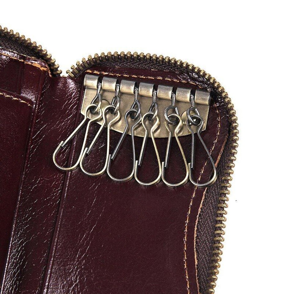 Vintage Genuine Leather Key Bag Key Case Housekeeper Purse Keychain ...