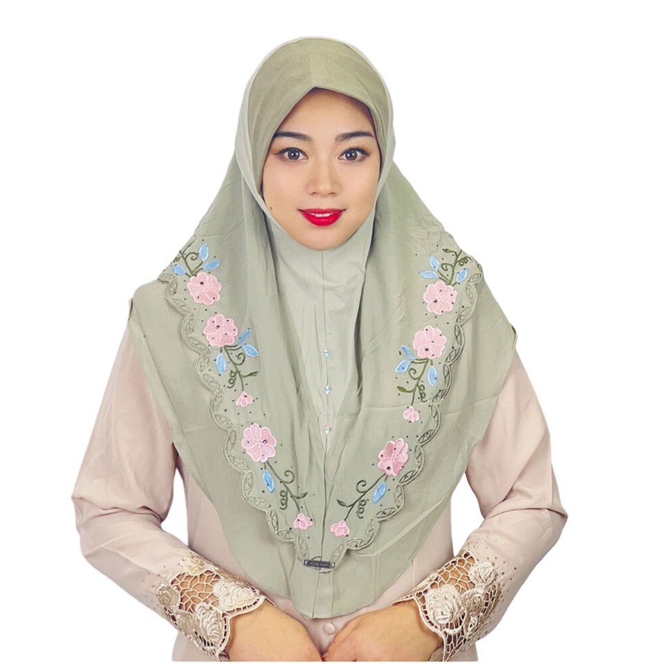 Muslim Instant Hijab Women Prayer Burqa Amira Shawls Embroidery ...