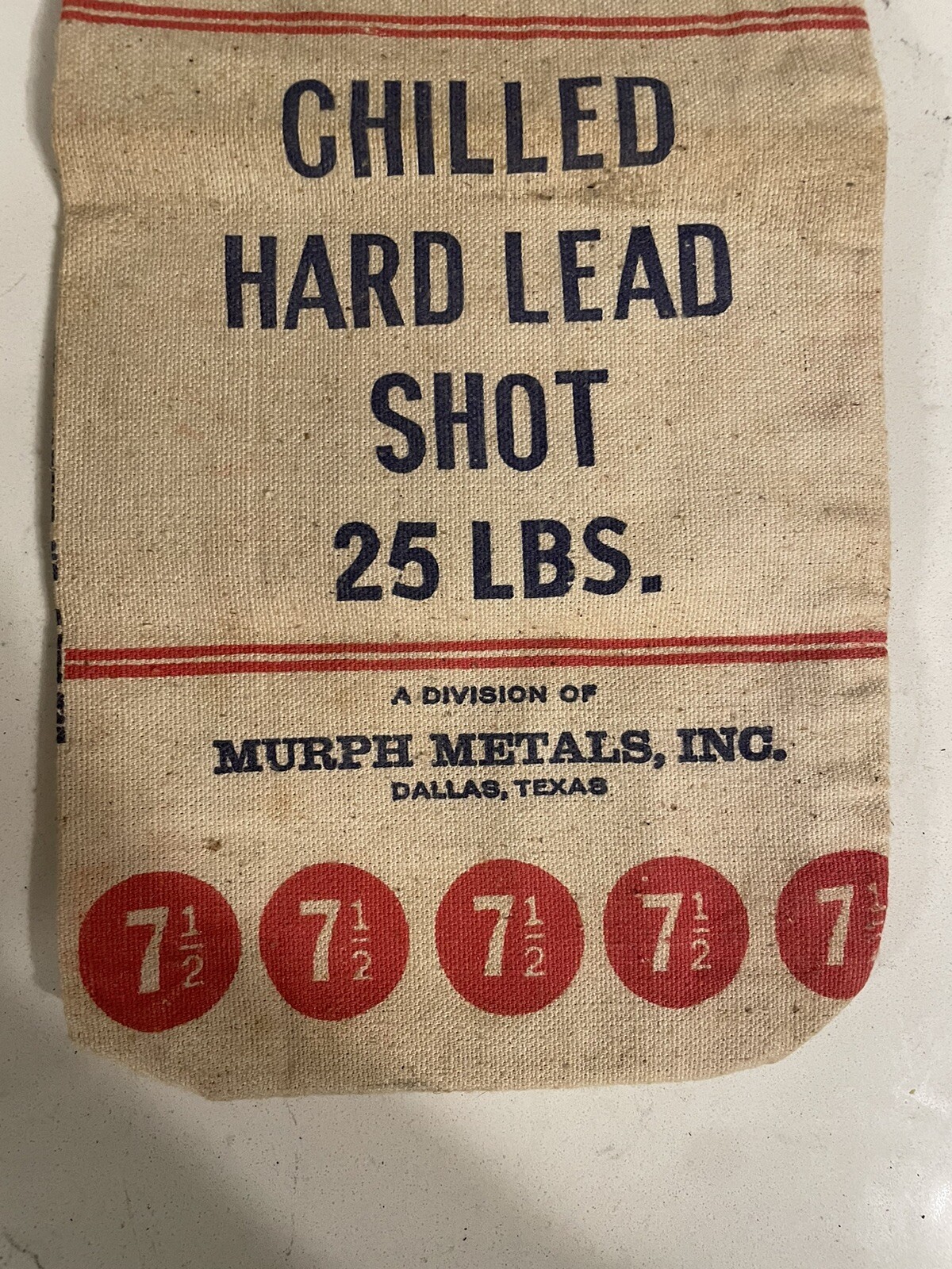 Vintage Murdoch Chilled Hard Lead Shot Canvas Bag 25 Lbs Cloth No. 7 1/ ...