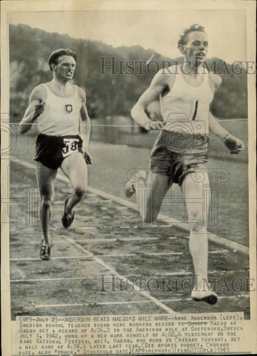1943 Press Photo Swedish Track Runners Arne Anderson & Gunder Haegg ...
