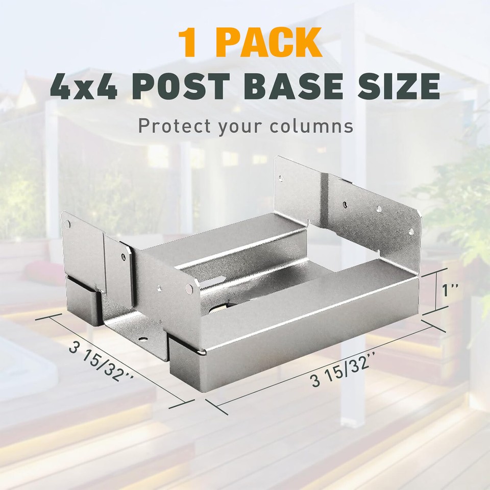 1PACK 4x4 Concrete Deck Post Anchor Base Adjustable Metal Post Bracket ...