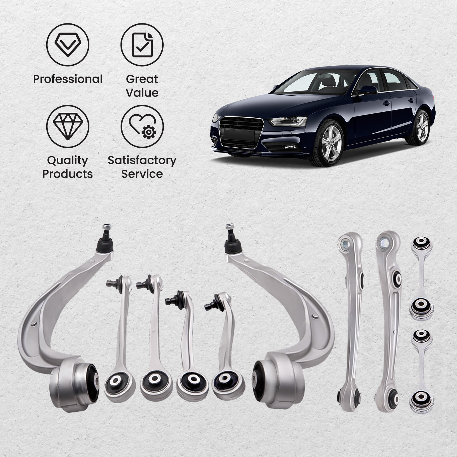 Front Upper Lower Suspension Arms Links Kit Set For Audi A4 B8 8K2 8K5 ...