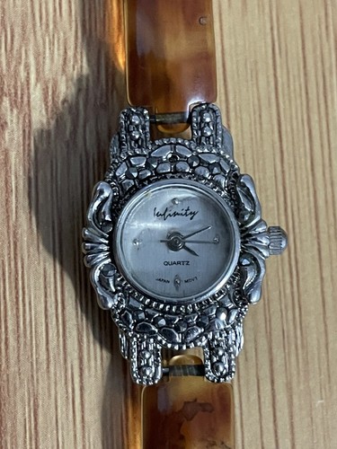 Vintage Infinity Watch Womens Silver Tone & Tortoise Shell Band ...