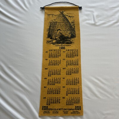 Pepsi Cola Felt Calendar 1986 Apache Basket Weaver Native American Art ...