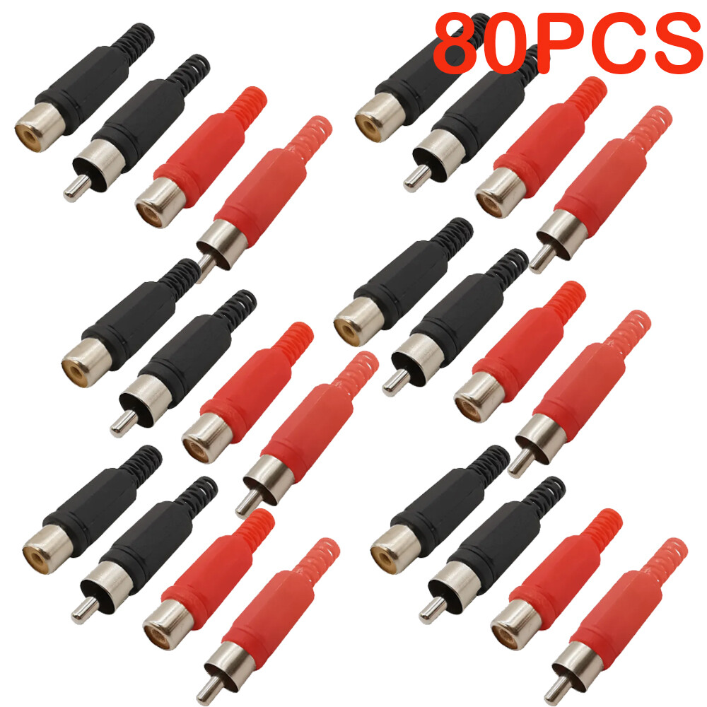 80 Pcs Solder RCA Plug Male+Female Audio Video Adapter Connector ...