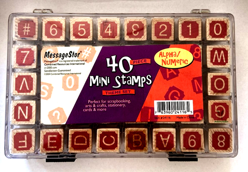 40 Mini Rubber Stamps Set Upper Case Alphabet with Numbers Symbols in ...