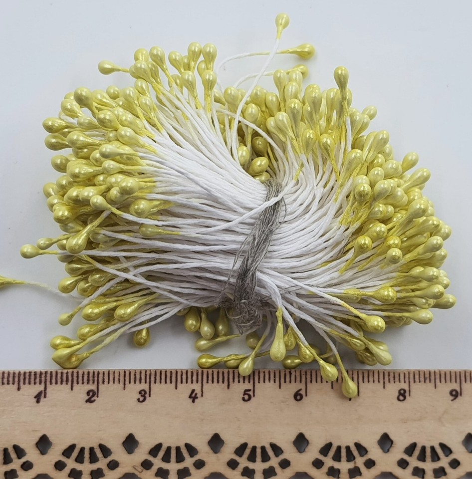 290 Double Heads Artificial Pearl Flower Stamens 3mm Craft Wedding Cake ...