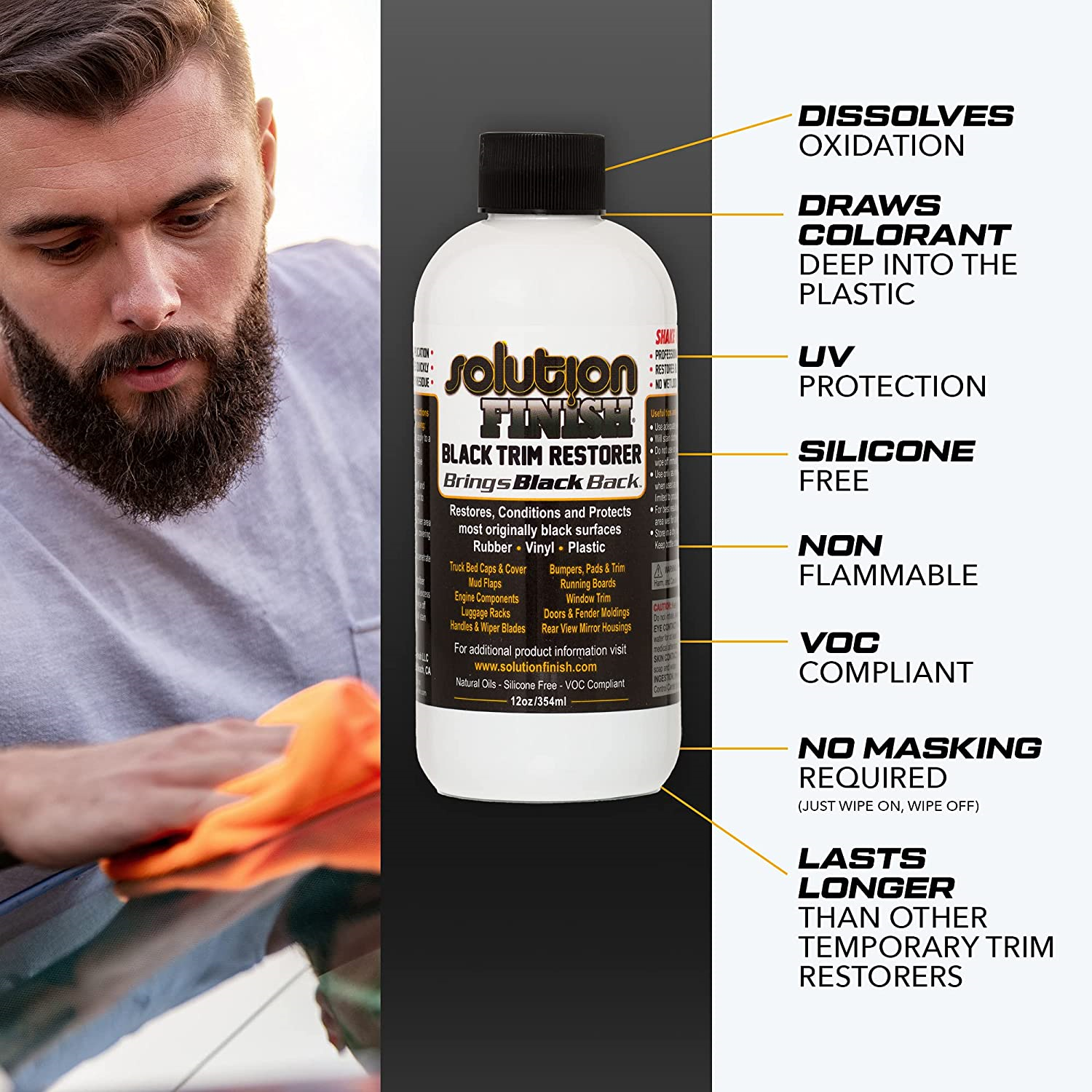 Solution Finish Black Plastic & Vinyl Plastic Trim Restorer - Car and ...