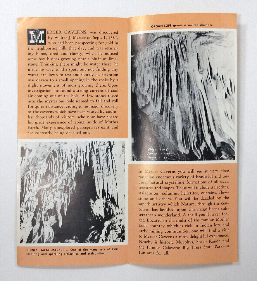 Murphys Mercer Caverns Calaveras County CA Travel Brochure Spelunking ...