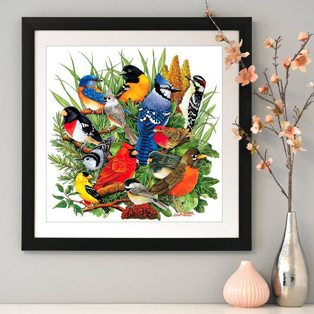 Round DIY Painting Full 5D Diamond Drill Birds Gathering Picture Kit ...