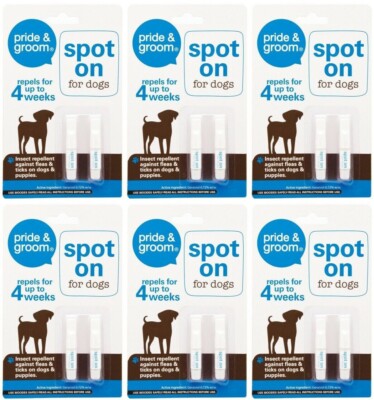 12x Pride & Groom Spot On for Dogs Puppy Insect Repellent Fleas Ticks ...