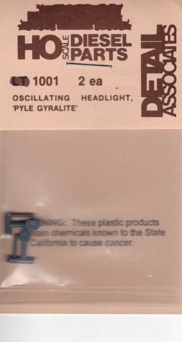 HO Scale Detail Associates 1001 Oscillating Headlight, 'Pyle Gyralite ...