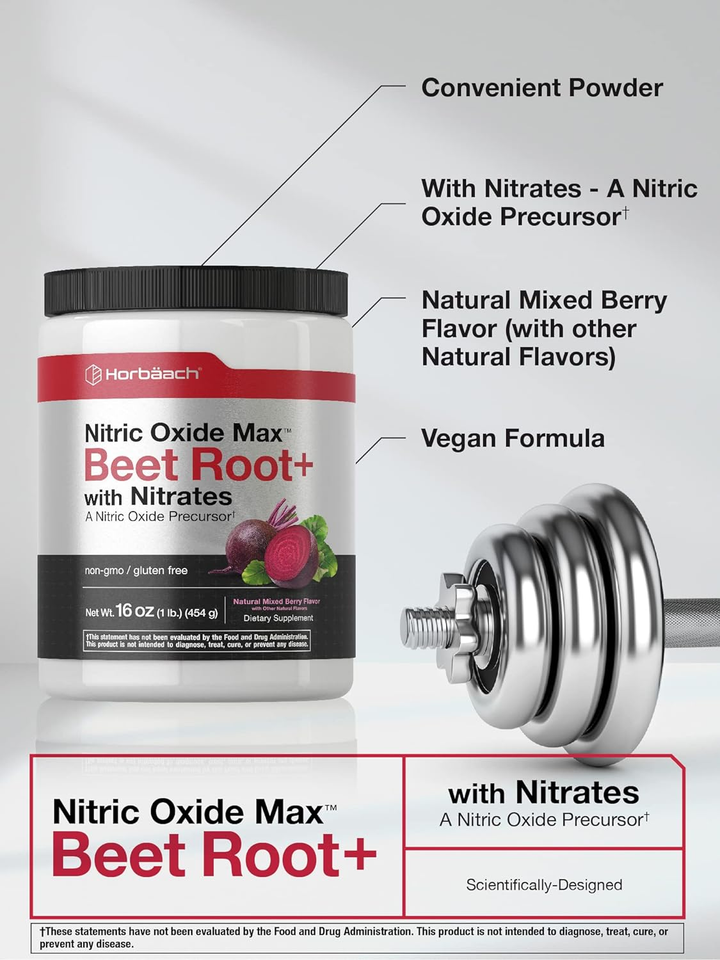 Nitric Oxide Beet Root Powder 16oz with Nitrates Non-GMO Gluten Free by ...