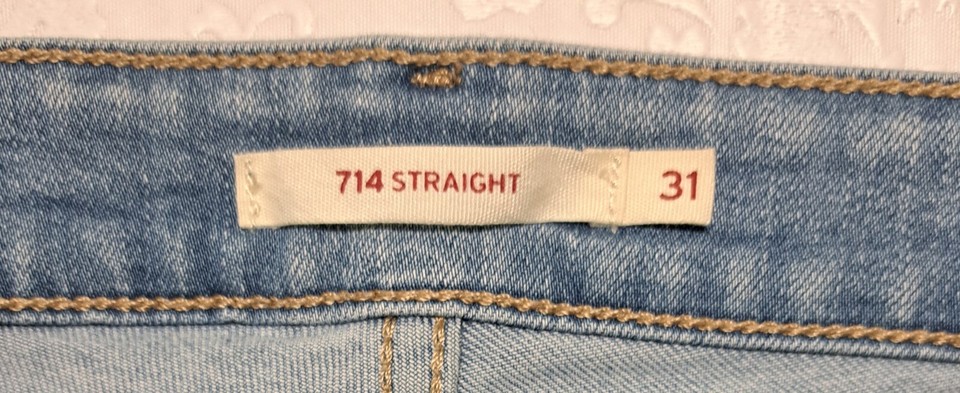Levi's 714 Straight Blue Denim Jeans Stretch Blend Light Wash 31 Women ...