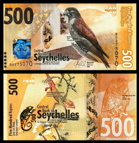 Seychelles Banknote 500 rupees, 2016, P-51, Hybrid Polymer UNC Bird ...