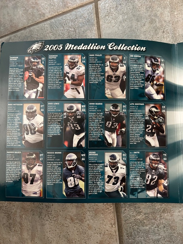 NFL Philadelphia EAGLES 2005 NFL Medallion Complete Collection Set with ...
