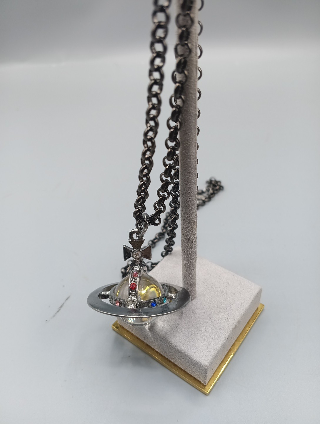 Vivienne Westwood Gunmetal Clear 3D Giant Orb Pendant… - Gem