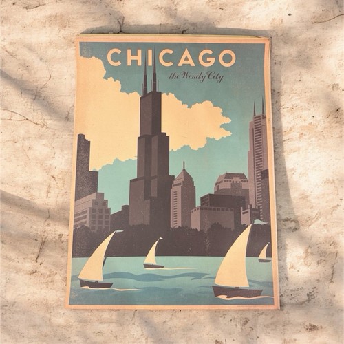 Chicago Windy City Vertical Vintage Poster Art Deco Retrp 18” x 24” | eBay