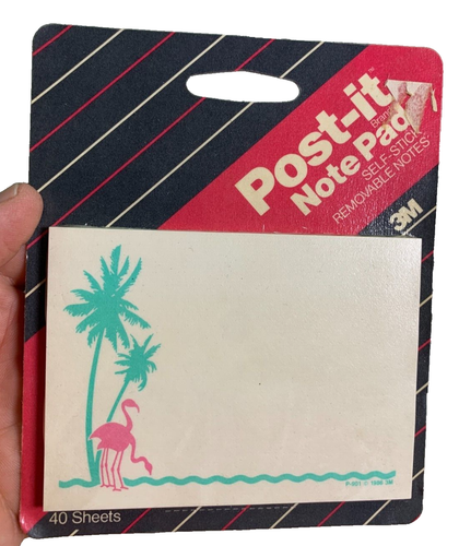Vintage 1980s 80s 1990s 90s Post-IT Post IT Notes Teal Palm Tree Pink ...