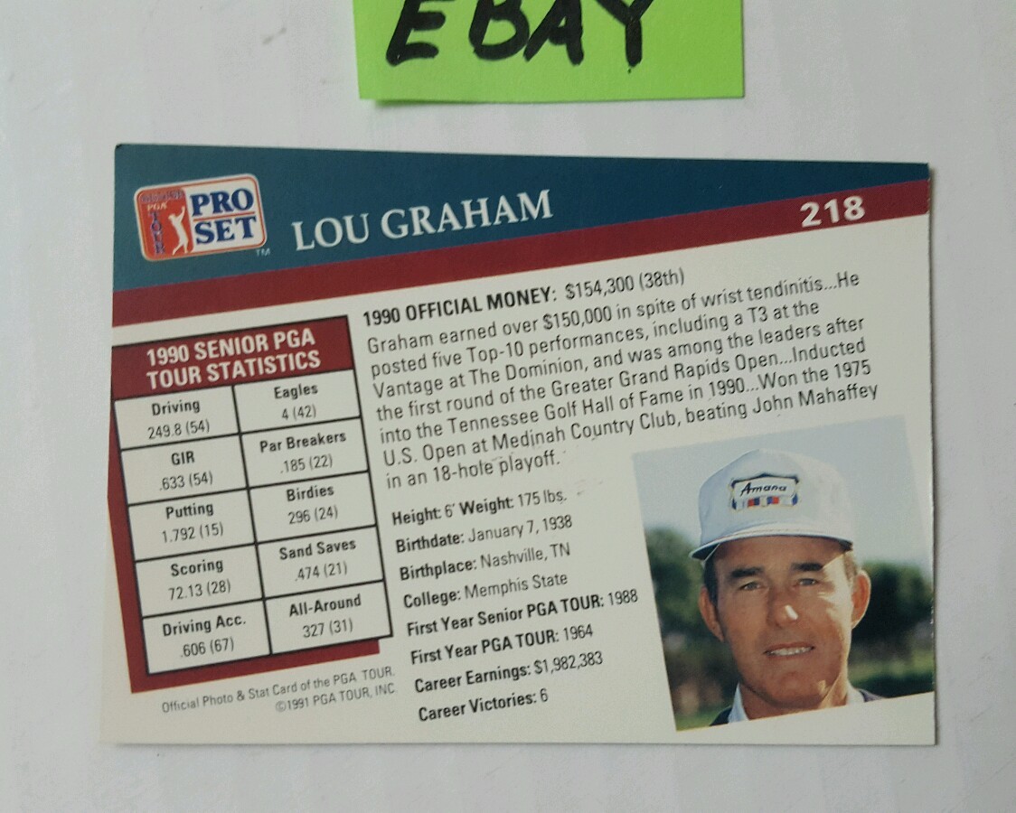 Autographed Lou Graham 1991 218 Golf Enthusiast PGA Tour Pro Set ...