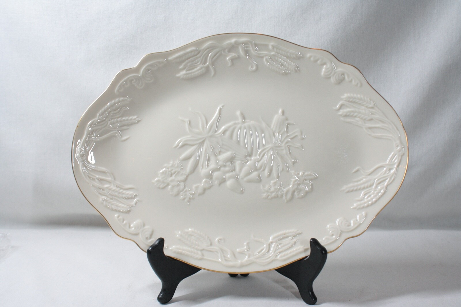 VINTAGE DISCONTINUED LENOX CHINA HARVEST PATTERN 14" OVAL PLATTER MINT ...