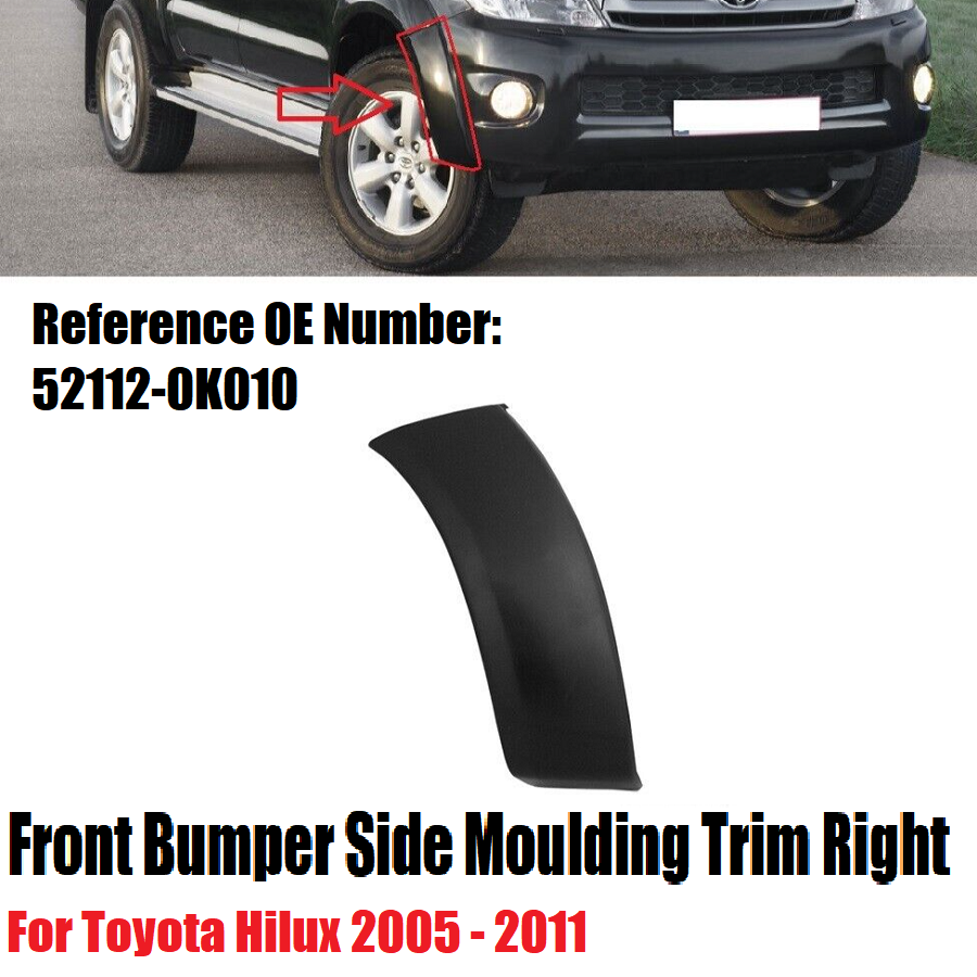 FOR TOYOTA HILUX 2005 - 2011 FRONT BUMPER SIDE MOULDING TRIM LEFT 52113 ...