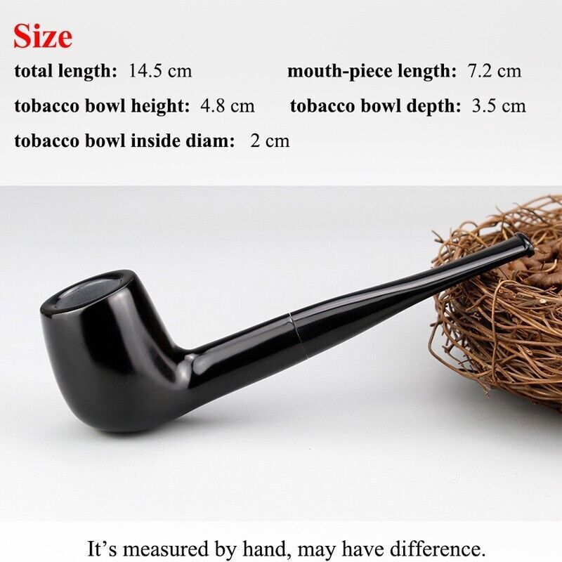 1pcs Ebony Wood Smoking Pipe Classic Wooden Pipes Handmade Tobacco Pipe ...