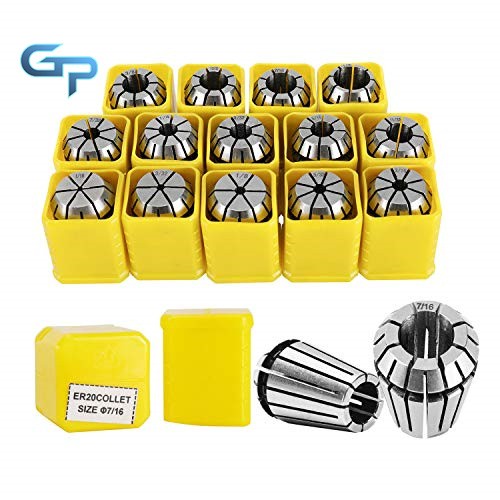 14Pcs ER20 1/16"-1/2" Spring Collet Set for CNC Milling Lathe Tool ...