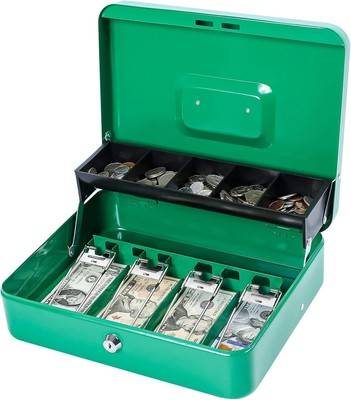 Locking Cash Box with Lock,Money Box with Cash Tray,Lock Safe Box with ...