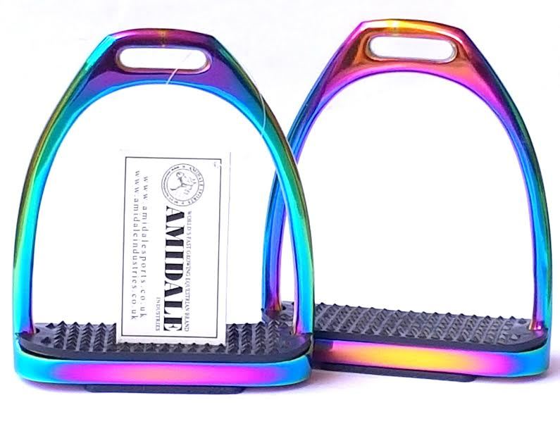 AMIDALE RAINBOW GLOSS FILLIS IRONS STIRRUPS HORSE RIDING STAINLESS ...