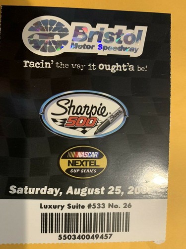 Sharpie 500 NASCAR Bristol 8/25/07 Suite Ticket Stub | eBay