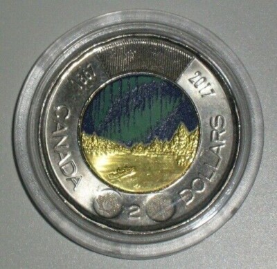 Canada 2017 BU Toonie 🍁 Colored 🍁 $2 Two Dollar Glow In The Dark Color ...