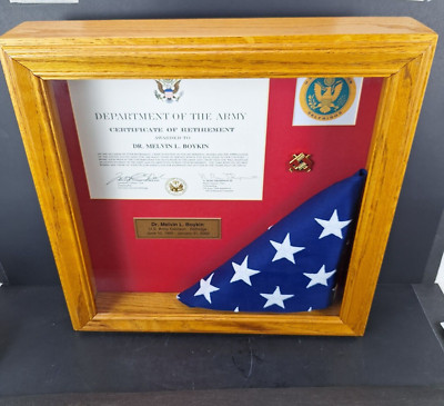 US Army Military Retirement Display With Flag 17.5" Shadowbox Wall ...