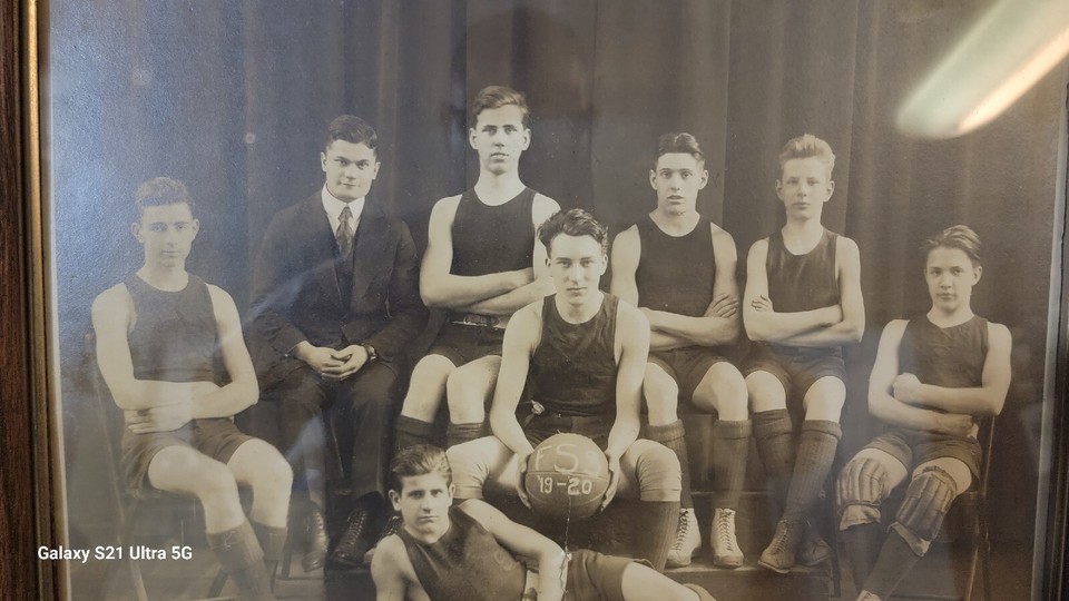 Antique 10x13 Photograph Of A 1919-1920 Basketball Team On A Cardboard ...