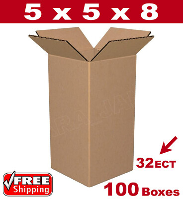 100 - 5x5x8 Cardboard Boxes Mailing Packing Shipping Box 32ECT ...