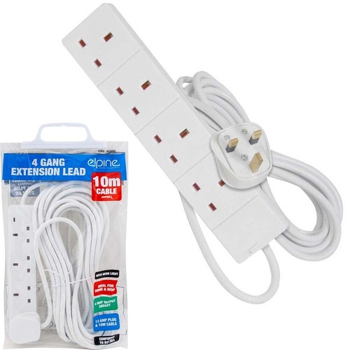 4 WAY 4 GANG EXTENSION LEAD UK MAIN POWER 4 SOCKET 13A ELECTRICITY CORD ...