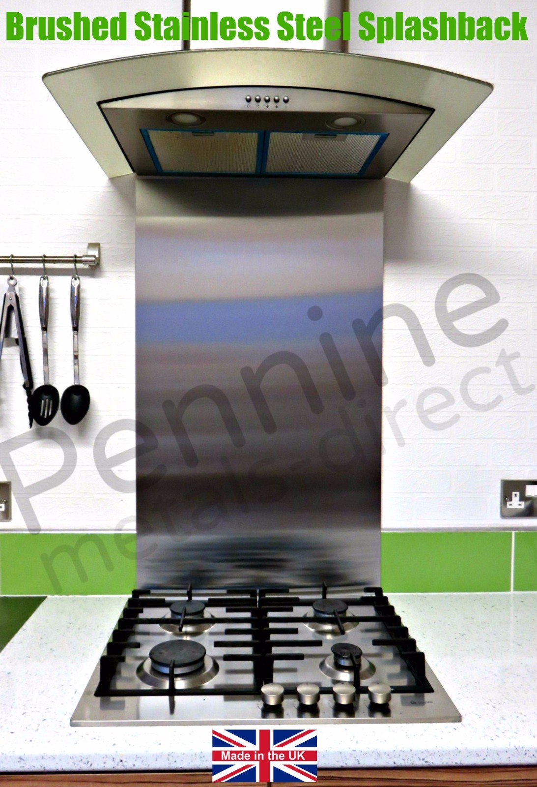 1.2mm Brushed Satin Stainless Steel Kitchen Hob Splashback - UK ...