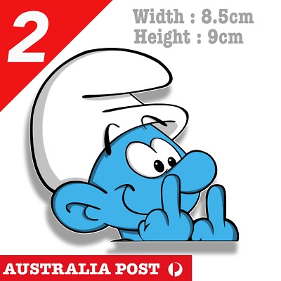 Smurf Middle Finger Funny Cartoon Character Stickers | eBay Australia