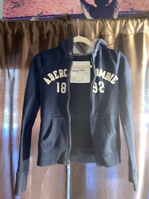 VINTAGE Boys Large Abercrombie & Fitch New York Navy Blue Zip-Up Jacket ...