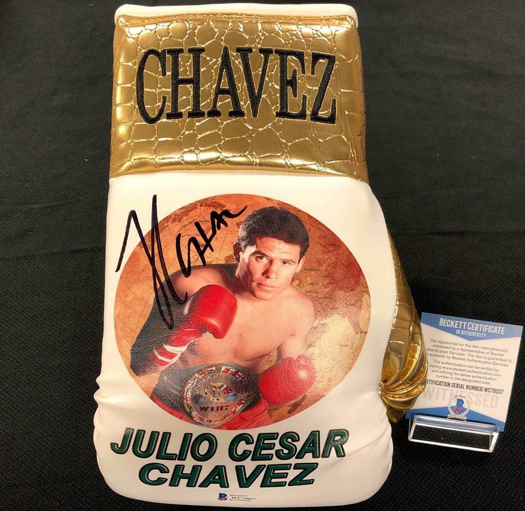 Julio Cesar Chavez autograph signed gold Boxing Glove ~ Beckett Witness ...