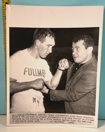 1960 Rocky Graziano & Gene Fullmer Shadow Box Prior Fullmer & Sugar Ray ...