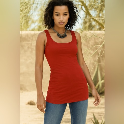 NWOT Peruvian Connection Pima Cotton Long Layering Tank Size L Persimmon Red | eBay