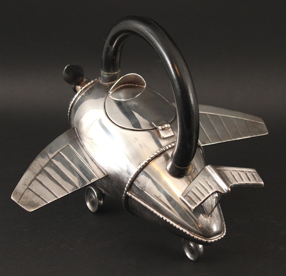 Vintage Art Deco Silverplate Pilot Aviation Figural Airplane Teapot ...