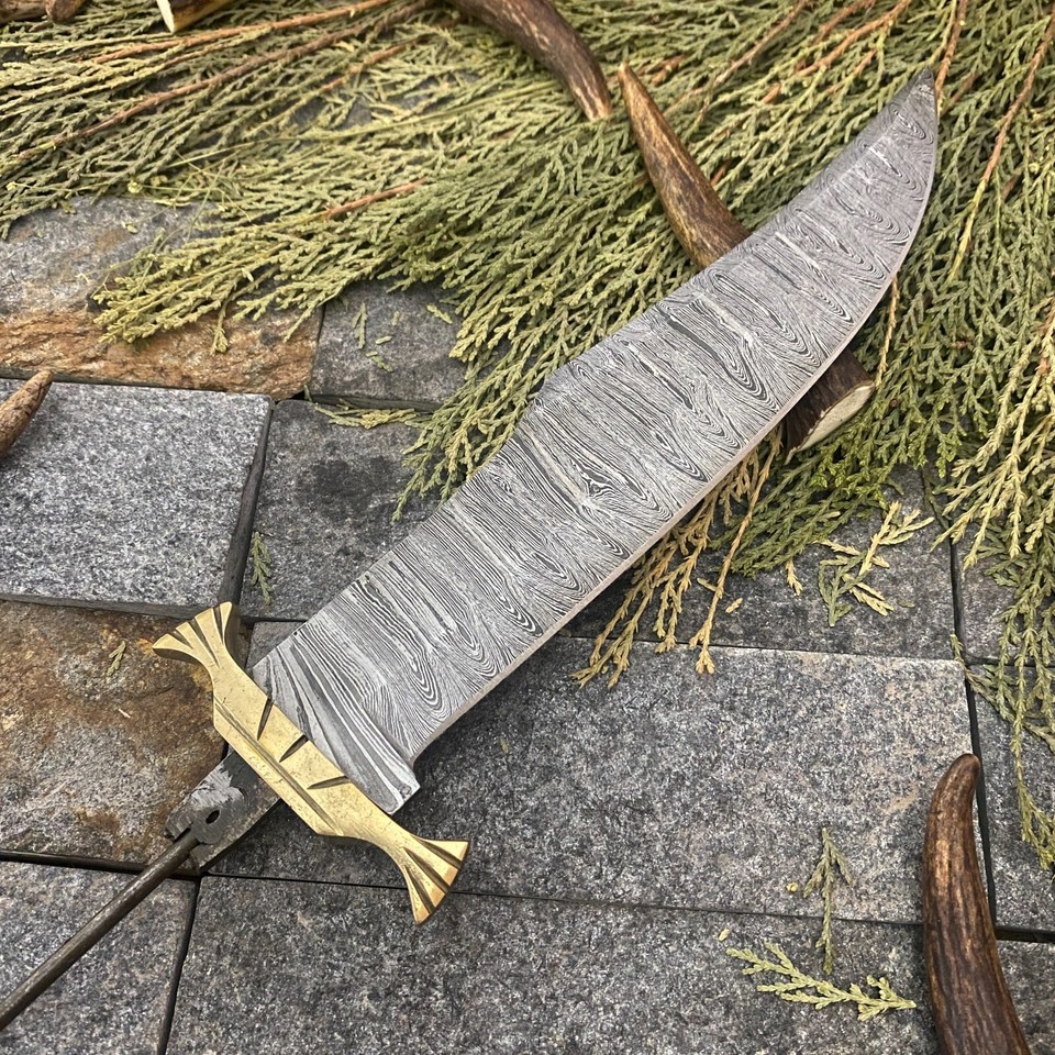 SHARD BLADE CUSTOM HAND FORGED DAMASCUS STEEL BOWIE BLANK BLADE HUNTING ...